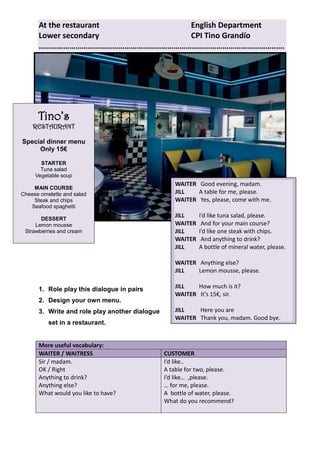 At the restaurant | PDF