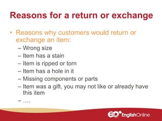 At the store exchange & refunds | PPTX