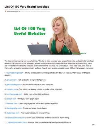 List of 100 very useful websites | PDF