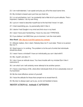 Attitude Captions for Facebook | PDF