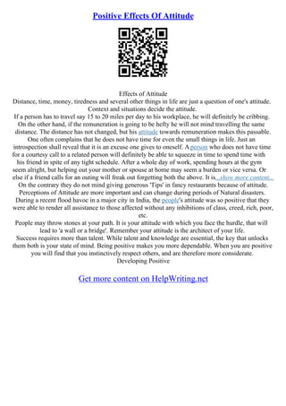 Attitude Essay | PDF