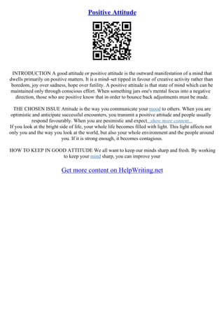 Attitude Essay | PDF
