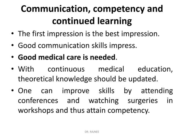 Attitude, ethics & communication (aetcom)3 Module 1.3: Doctor-Patient ...
