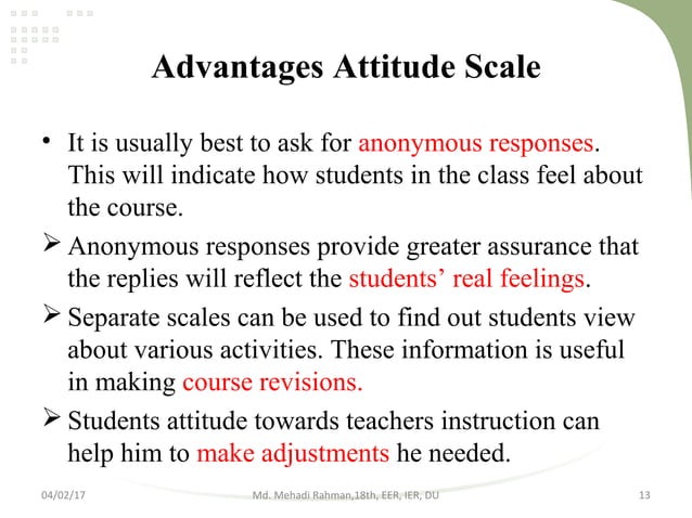 Attitude measurement | PPT | Educational Assessment | Education
