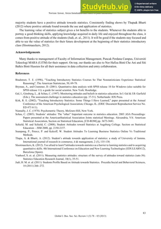 Attitude Of Students Towards Statistics Application | PDF