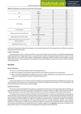 Attitudes And Perceptions Towards Mathematics By Greek Engineering ...