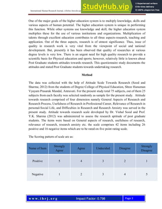 ATTITUDES OF POST GRADUATE STUDENTS TOWARDS RESEARCH | PDF