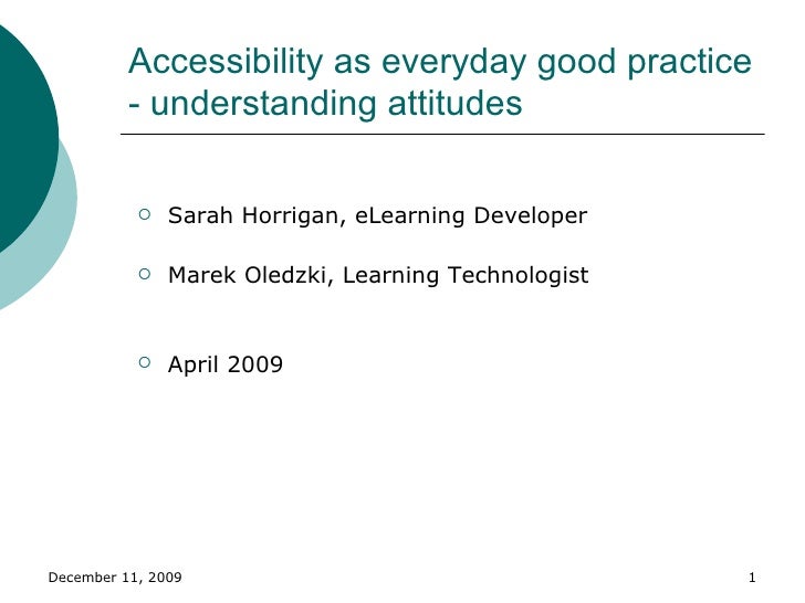 Attitudes Towards Accessibility - towards everyday good teaching prac…