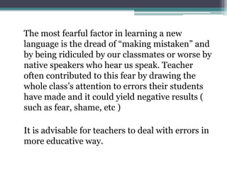 Attitudes Towards Learner’s Errors | PPTX
