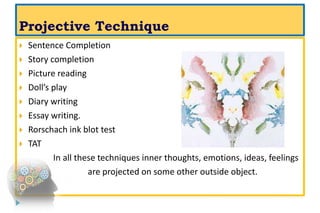Attitude test,personality test, Projective technique, & sociometric ...