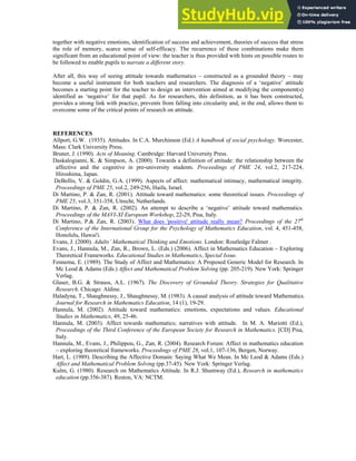 ATTITUDE TOWARD MATHEMATICS OVERCOMING THE POSITIVE NEGATIVE DICHOTOMY | PDF