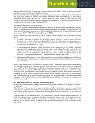 ATTITUDE TOWARD MATHEMATICS OVERCOMING THE POSITIVE NEGATIVE DICHOTOMY ...