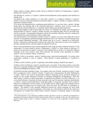 ATTITUDE TOWARD MATHEMATICS OVERCOMING THE POSITIVE NEGATIVE DICHOTOMY ...