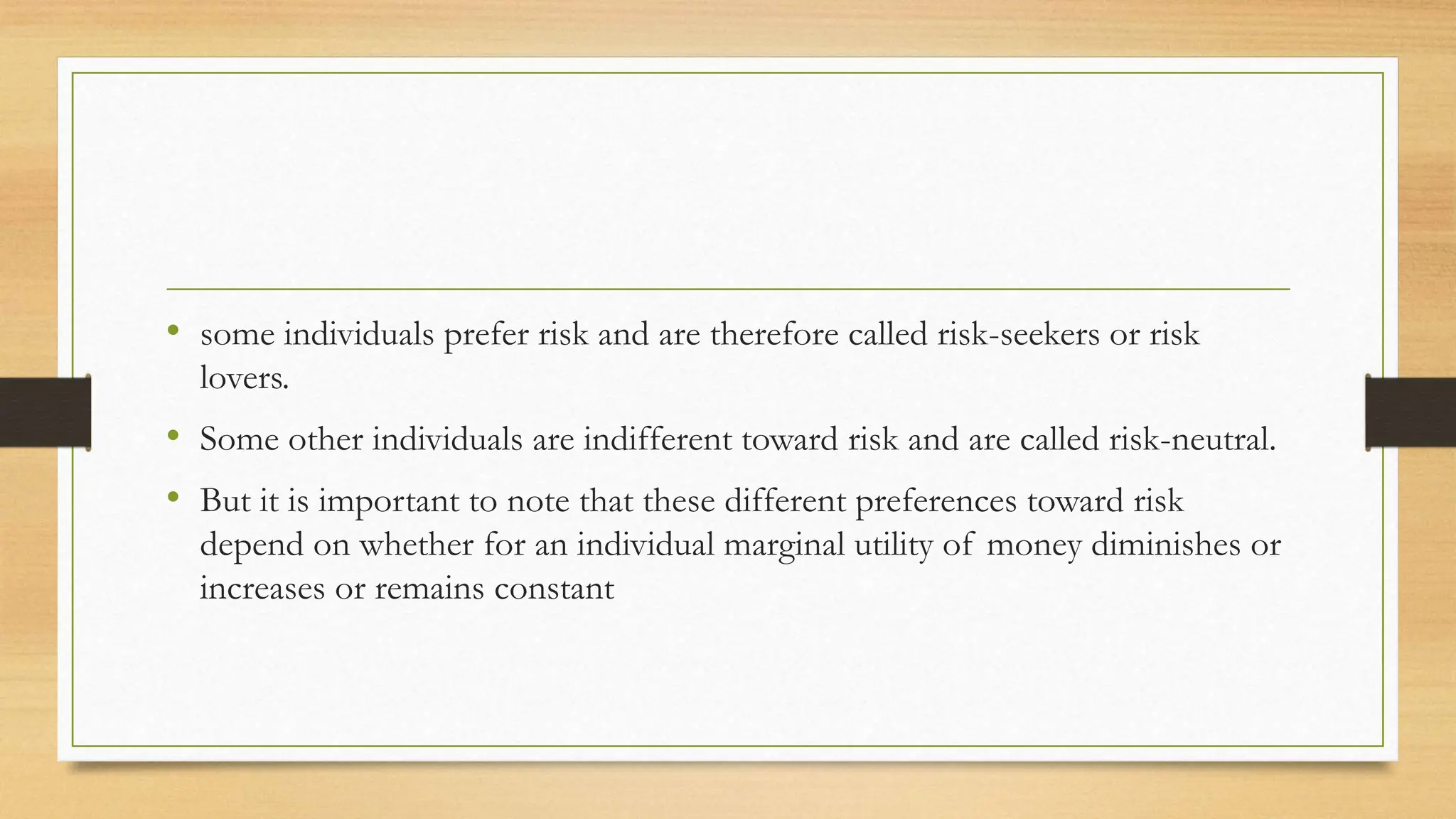 Attitude Towards Risk-Risk Lover, Risk Nuetral, Risk Averter | PPTX