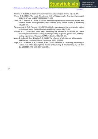 Attitude Towards Seeking Professional Psychological Help In A Sample Of Pre-Service Teachers | PDF