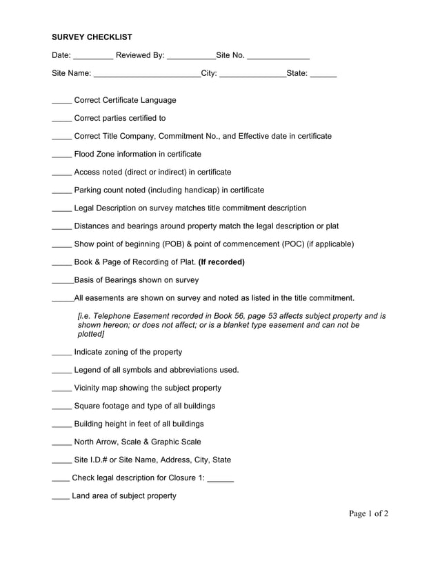 Attorney Checklist for Surveys | PDF
