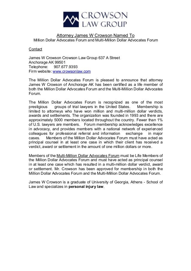 Attorney james w crowson named to