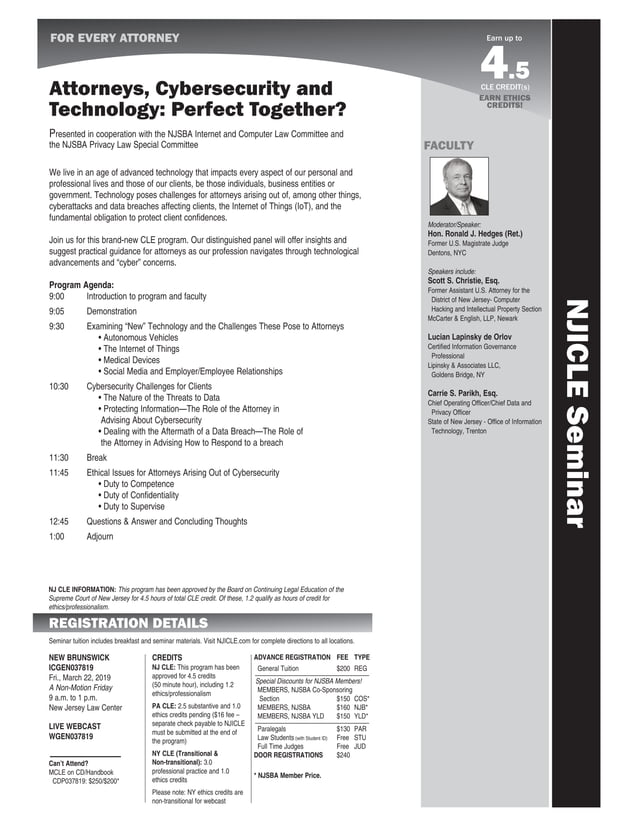 Attorneys cybersecurityperfecttogether 3 22-19 - njicle | PDF