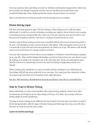 The Ultimate Guide to Divine Timing | PDF