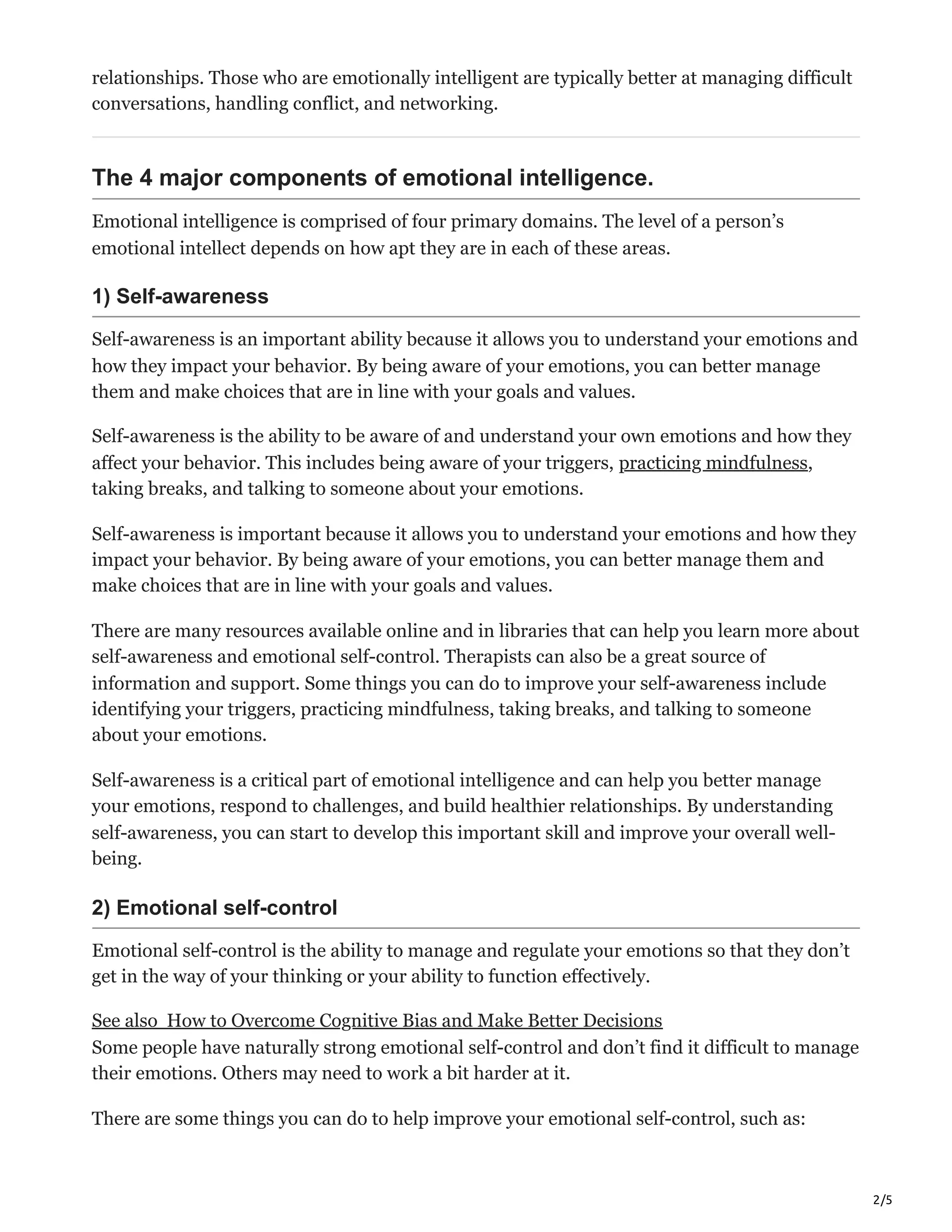 Do you know the Four Components of Emotional Intelligence | PDF