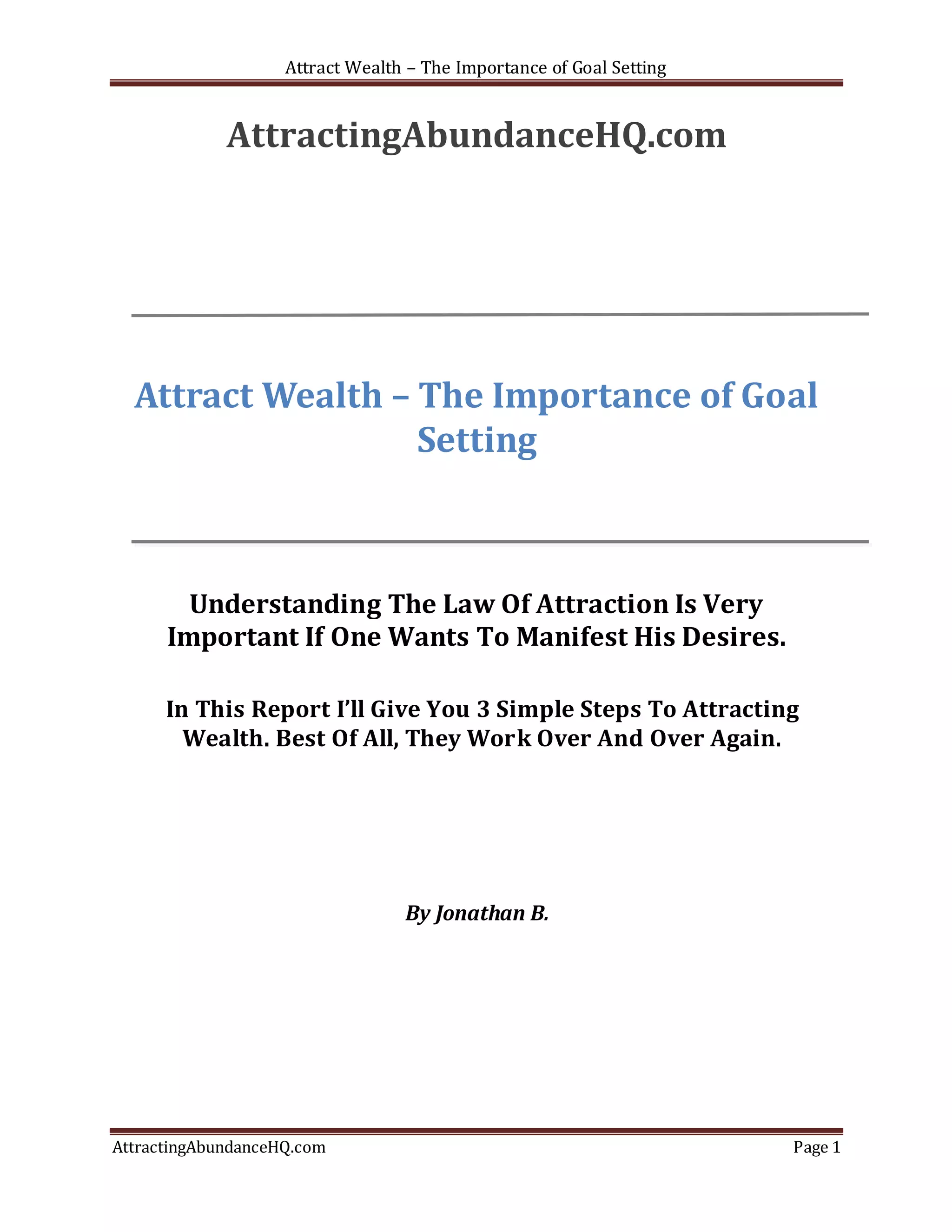 Attract wealth – the importance of goal setting | PDF