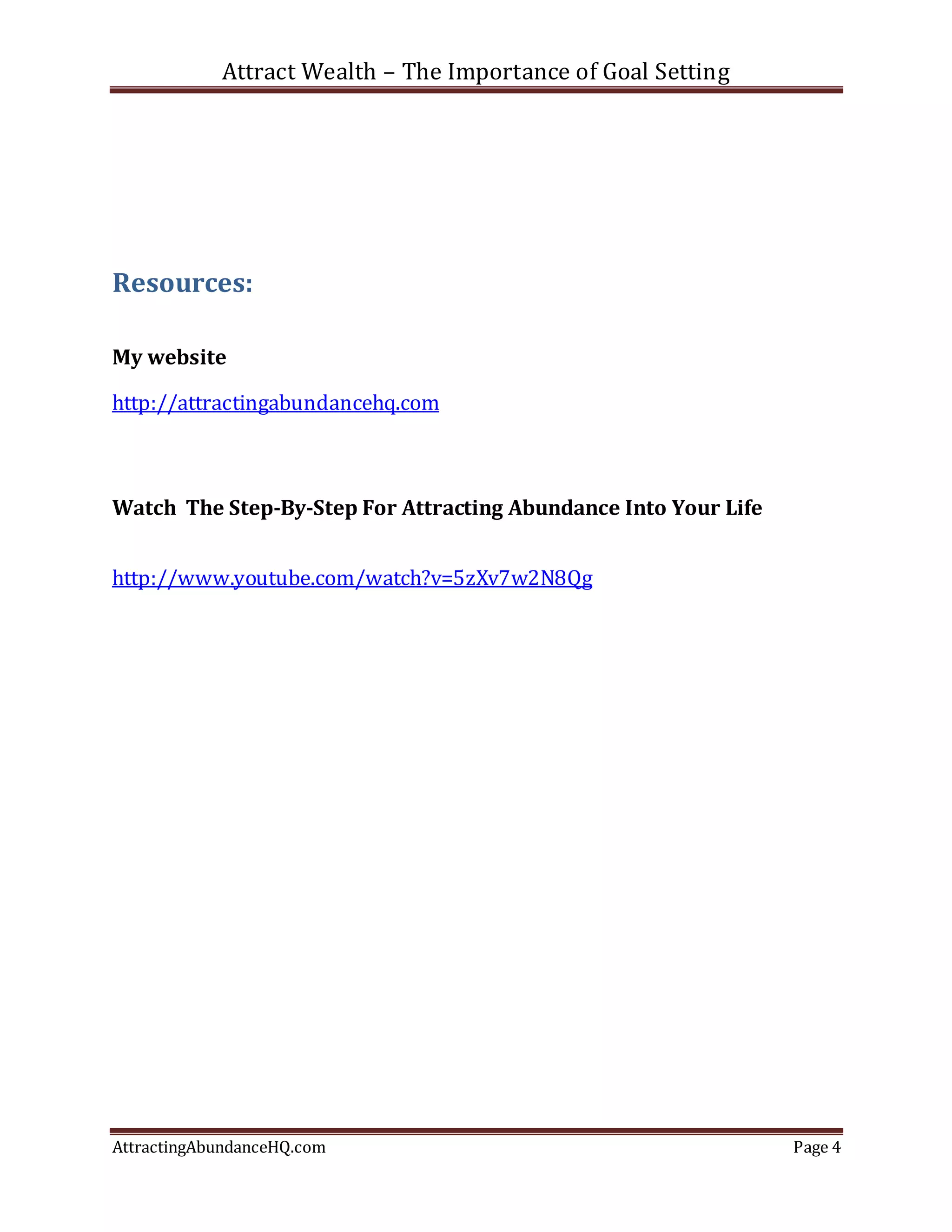 Attract wealth – the importance of goal setting | PDF