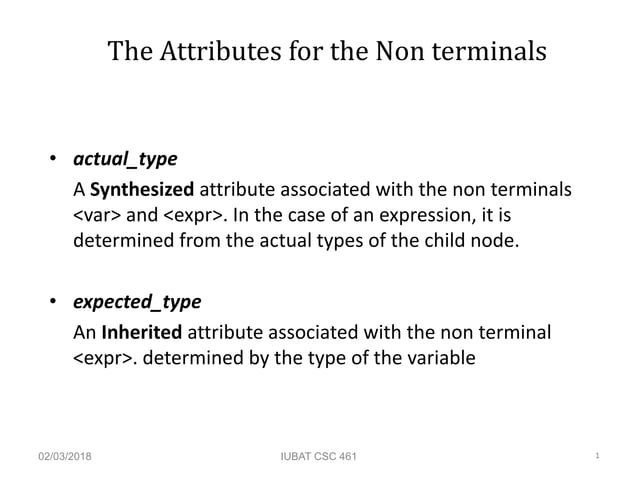 Attribute grammer | PPTX | Programming Languages | Computing