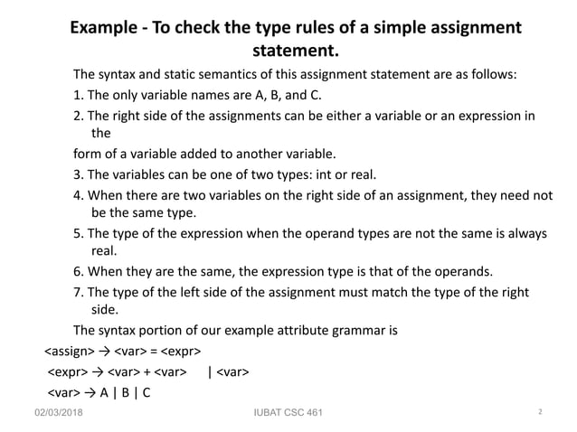 Attribute grammer | PPTX | Programming Languages | Computing
