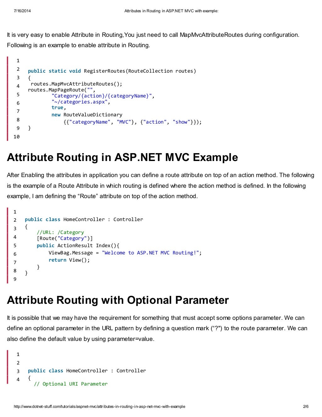 Attributes In Routing In Asp Mvc With Example