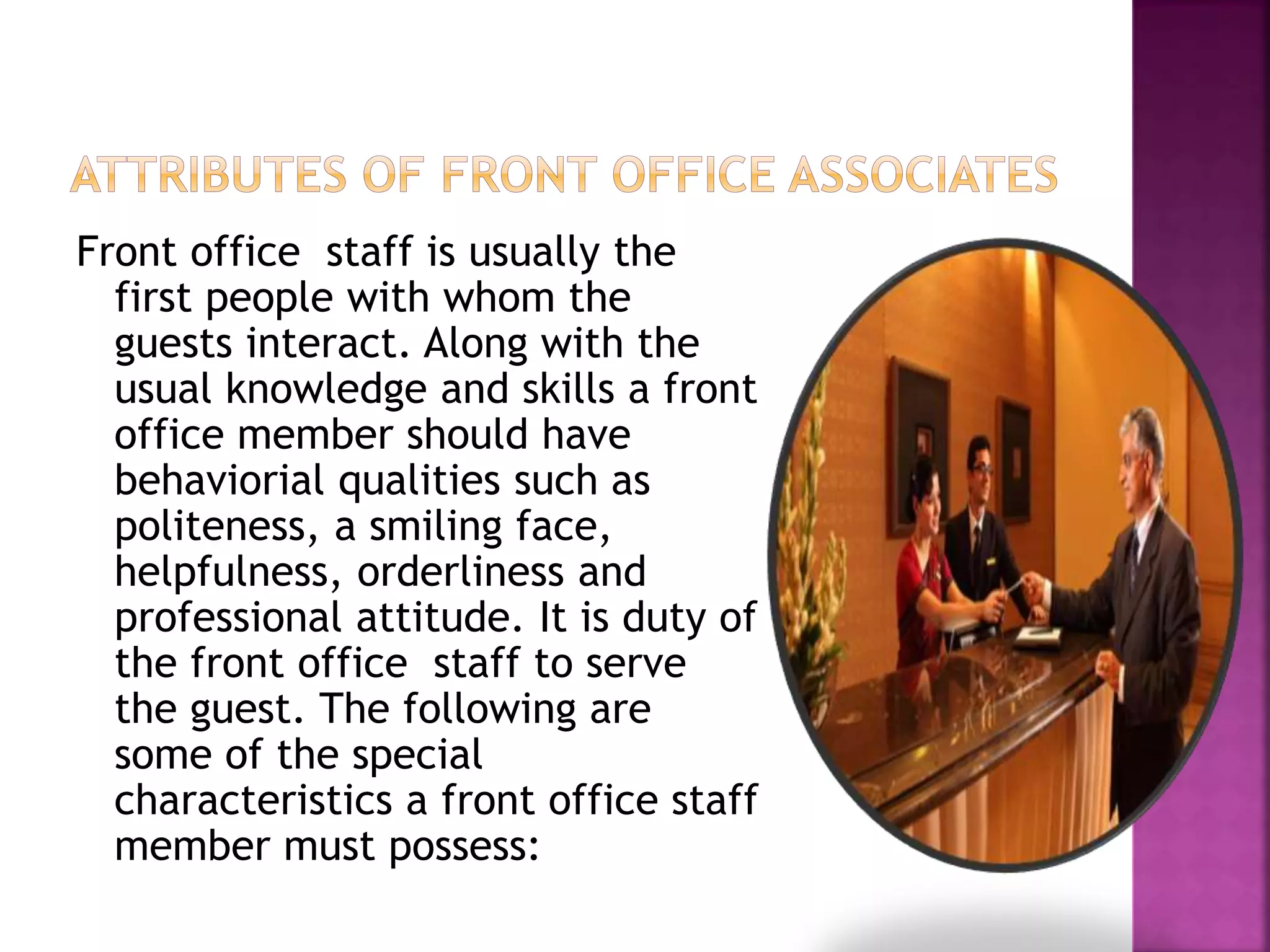 Attributes Of Front Office Associates | PPTX