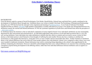 Attribution Theory Essay | PDF