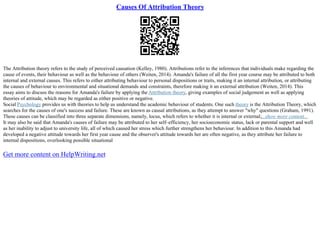Attribution Theory Essay | PDF