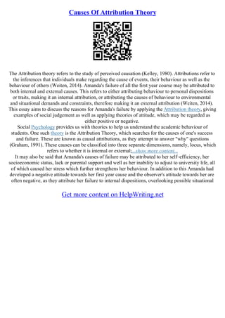 Attribution Theory Essays | PDF