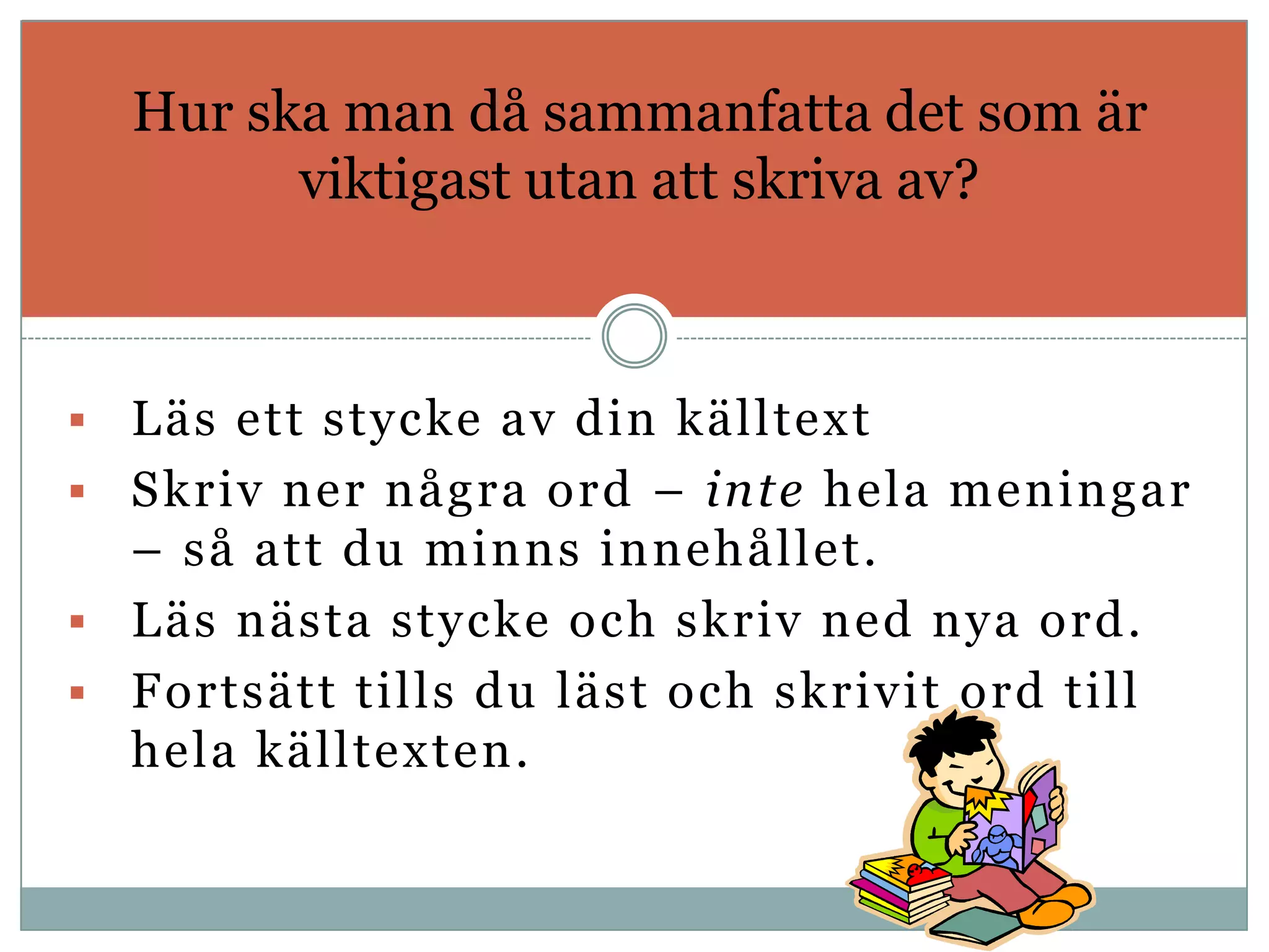 Att sammanfatta text | PPTX