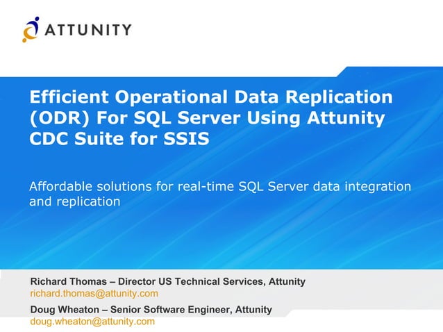 Attunity Efficient ODR For Sql Server Using Attunity CDC Suite For SSIS ...