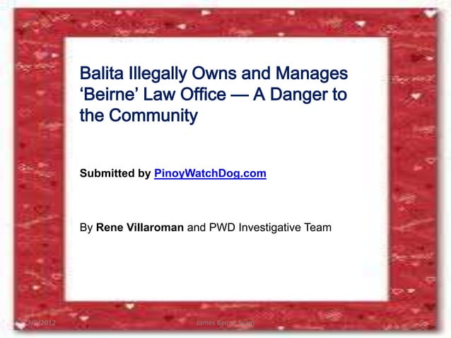 Atty James Beirne Scam | Balita Media Anthony Allen | PPTX