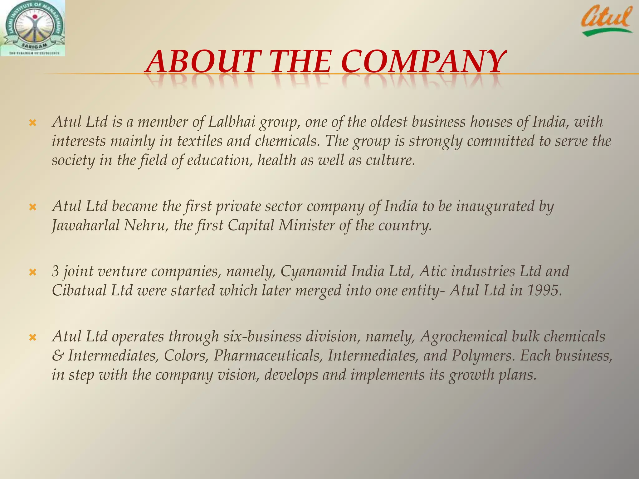 Atul limited presentation | PPTX