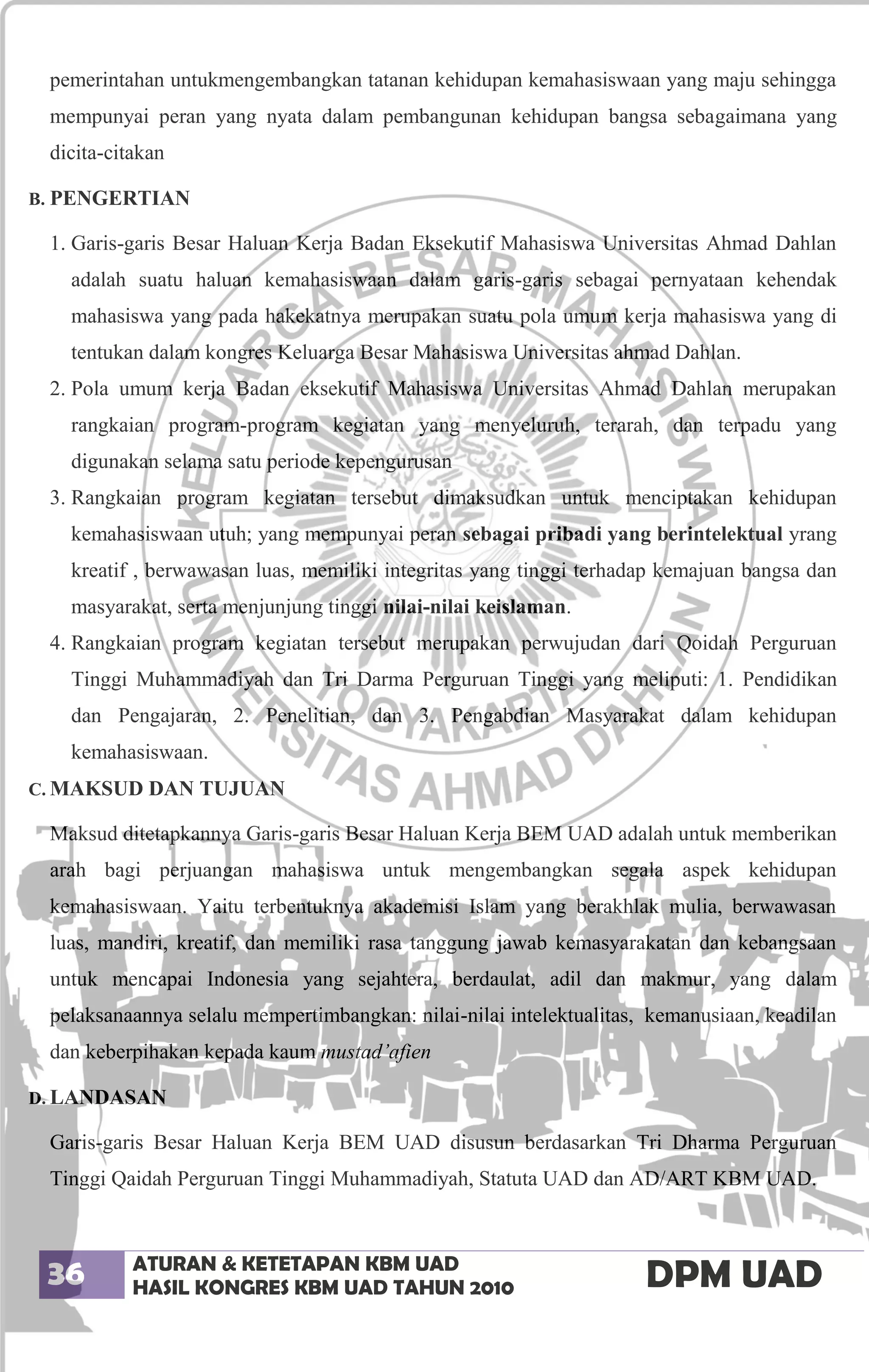 Aturan dan-ketetapan-kbm-uad-hasil-kongres-kbm-uad-2010 | PDF