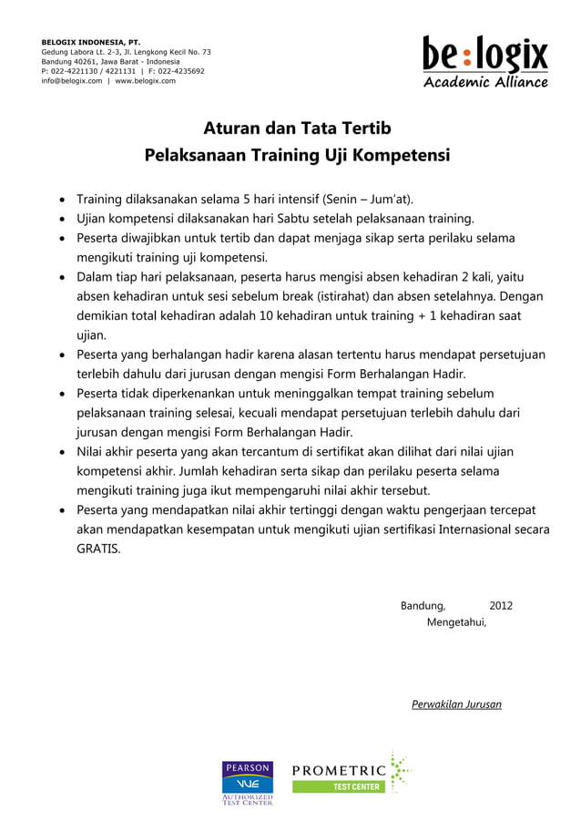 Aturan dan tata tertib pelaksanaan training uji kompetensi | PDF