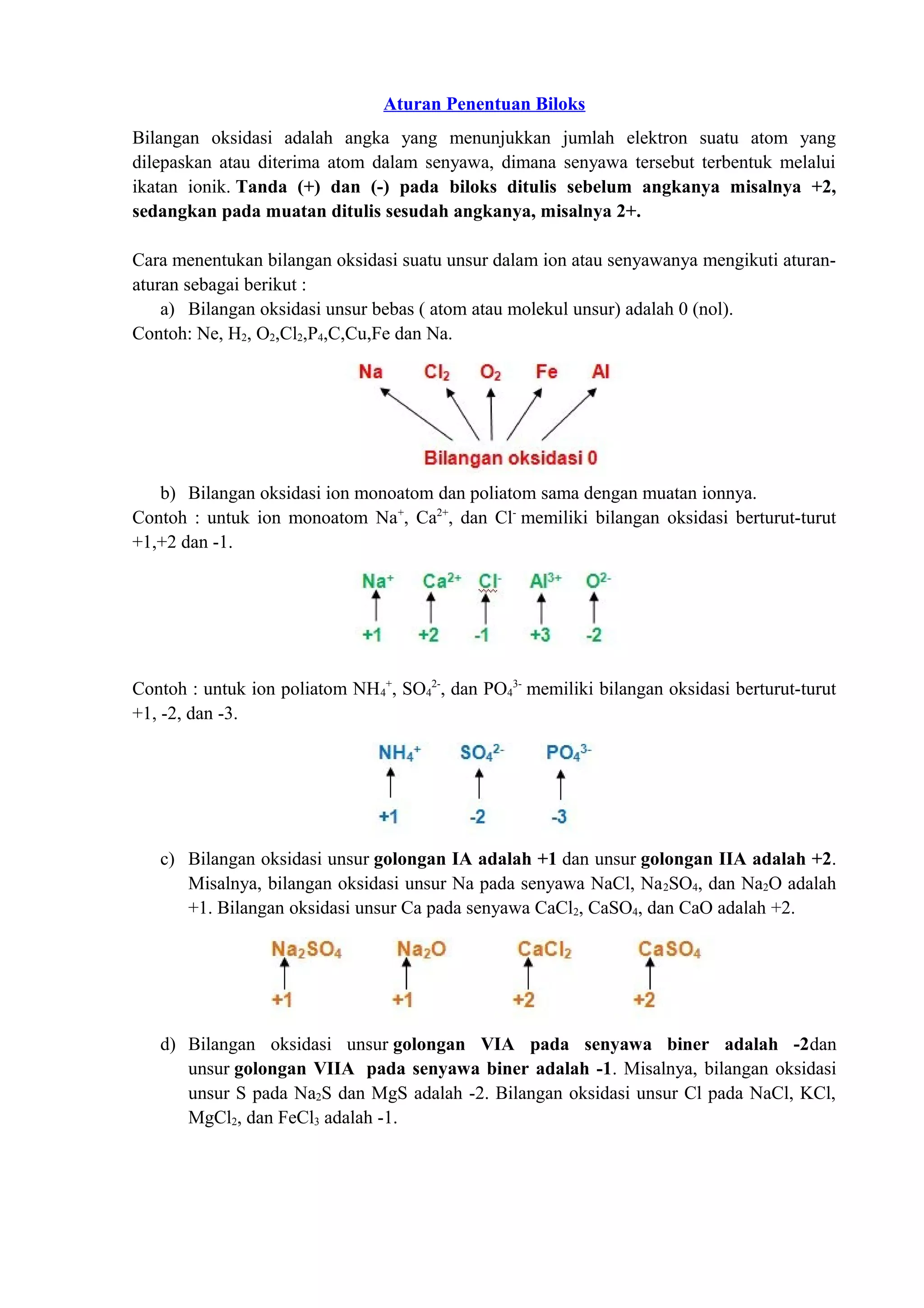 Aturan penentuan biloks | DOC