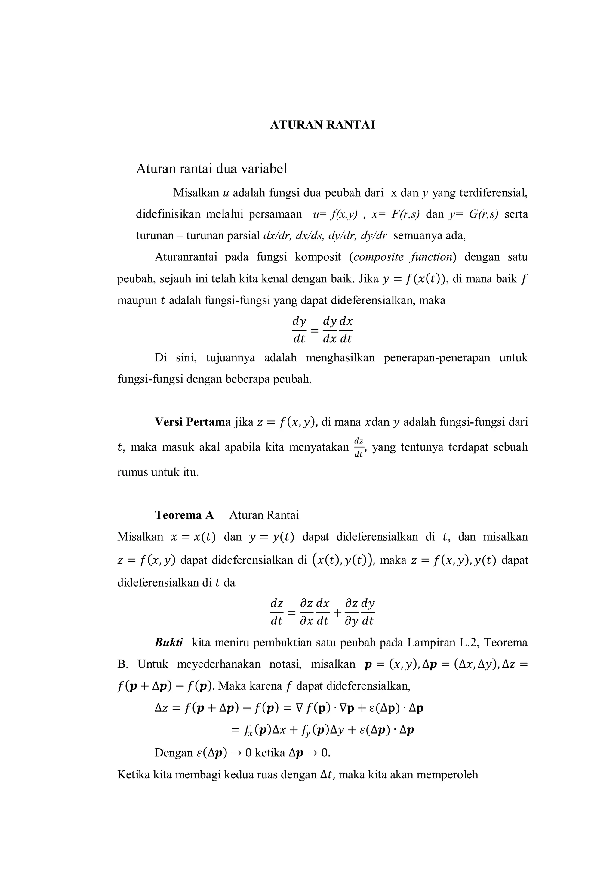 Aturan rantai 2 variable | PDF