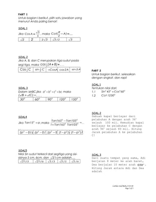 Aturan sinus & cosinus1 | PDF