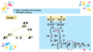 PEMBAHSAN DAN CONTOH DASAR DARI ATURAN SINUS COSINUS | PPTX