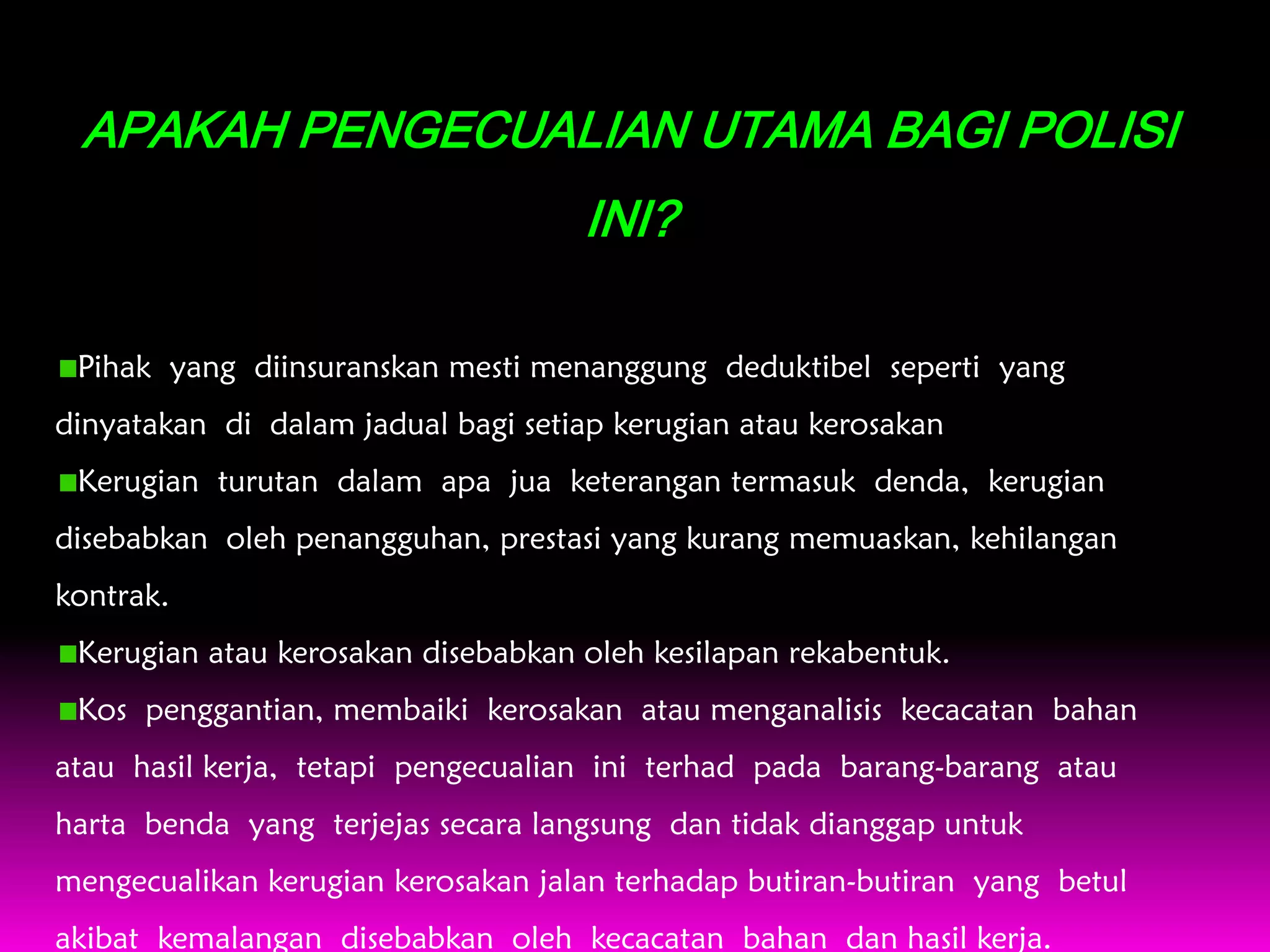 Aturcara kontrak polisi insuran | PPTX