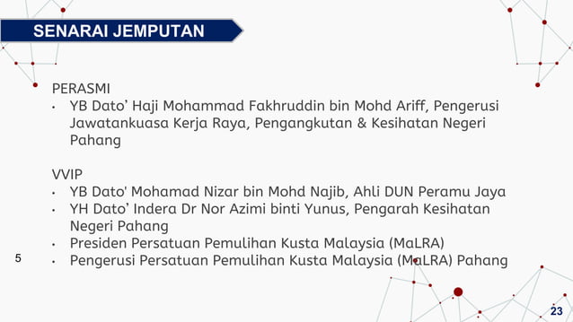 Aturcara Pentadbiran Majlis Perasmian Program Hari Kusta Sedunia 2023.pptx