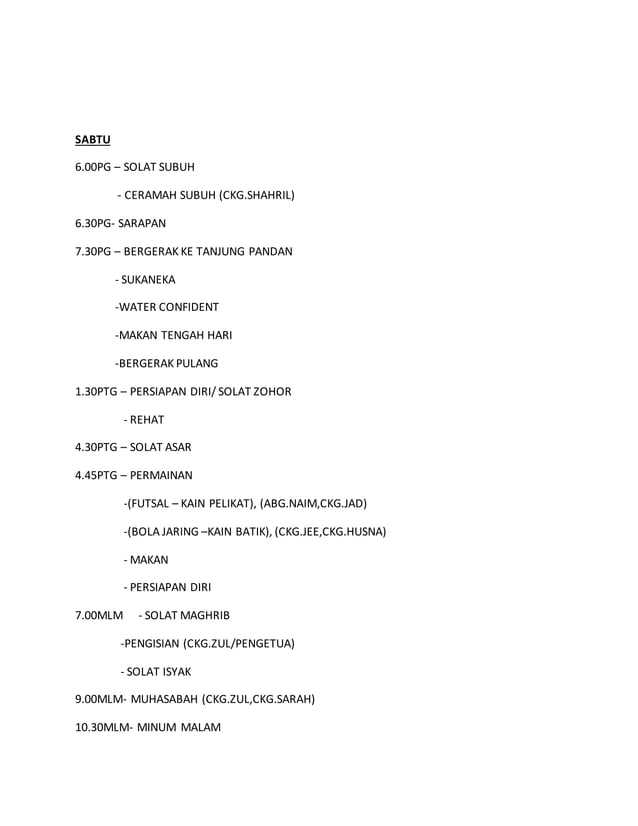 Aturcara program | DOCX