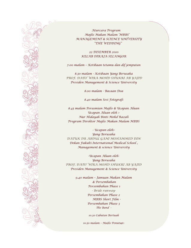 Aturcara program mbbs annual dinner (second offical) | DOCX