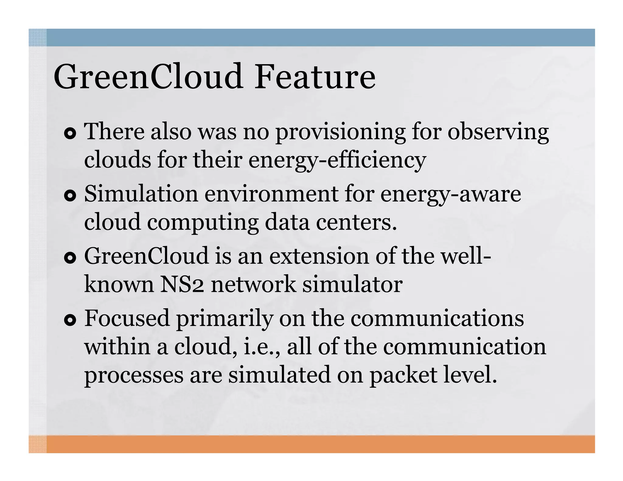 A tutorial on GreenCloud | PDF