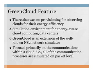 A tutorial on GreenCloud | PDF