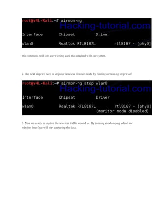 A tutorial showing you how to crack wifi passwords using kali linux! | PDF